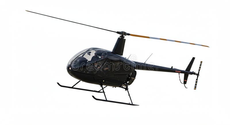 A Small, Black Helicopter, Possibly a Robinson R22, is Captured in ...