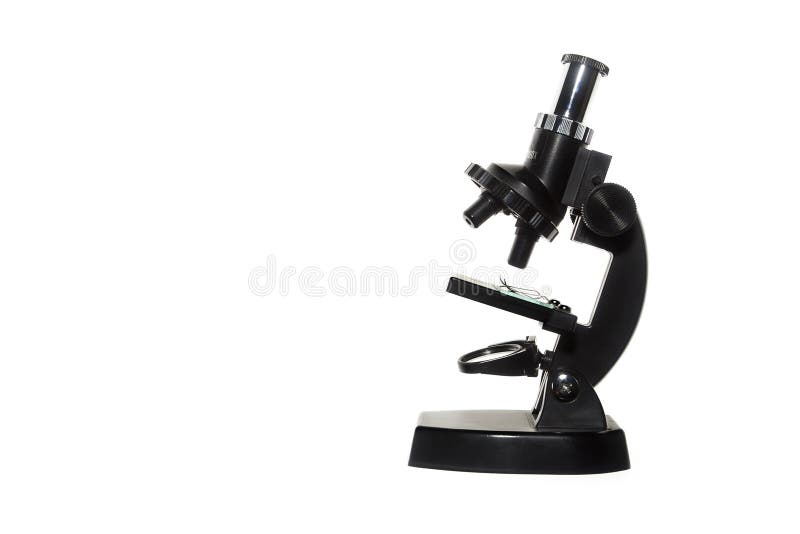 Small Black Microscope Isolated on White Background Stock Image - Image ...