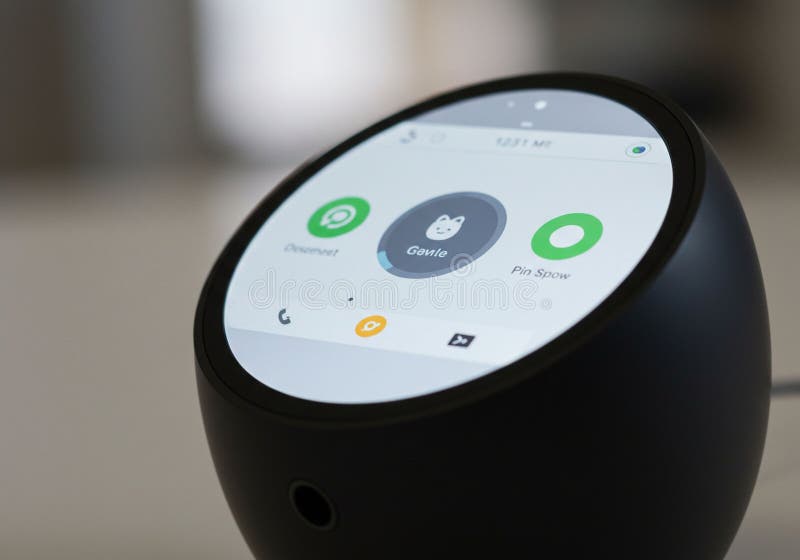 A Small, Black, Spherical Device Features a Tilted Touchscreen ...