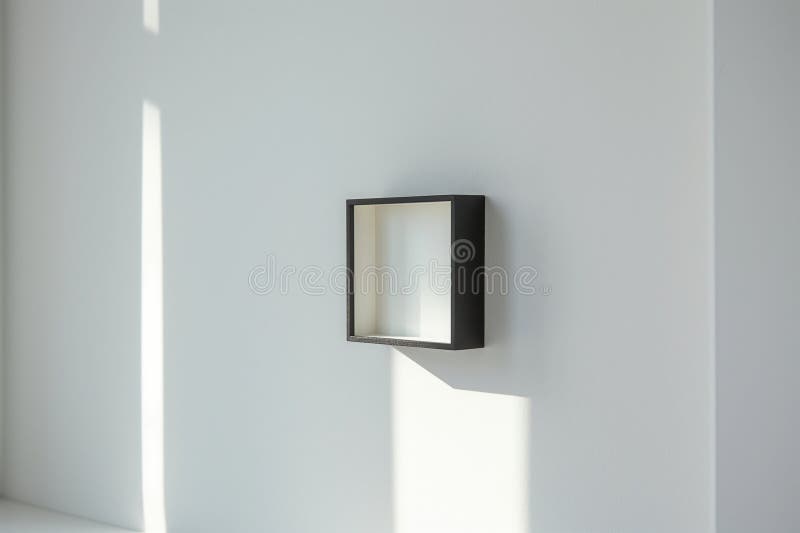 Small Black Square Frame White Wall Sunlight Shadows Minimalist ...