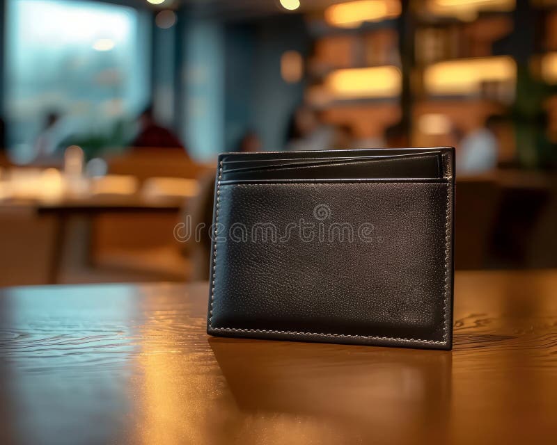 Small Black Wallet Sitting on Table in Restaurant, Inflation Prices ...