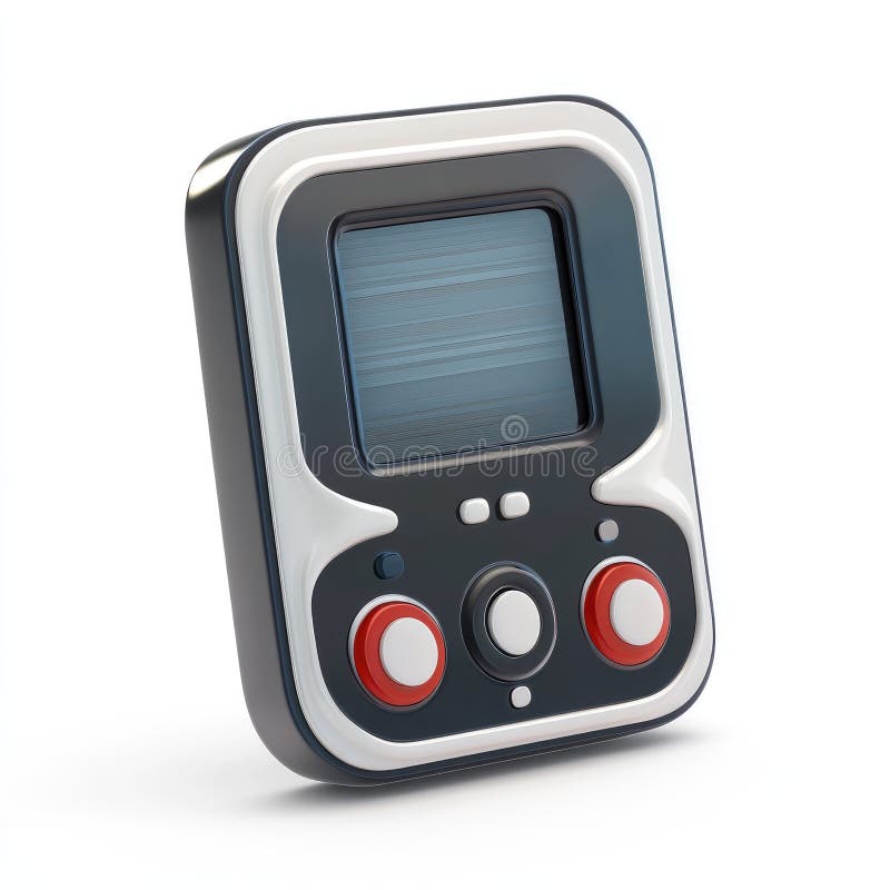 Retro Handheld Game Console with Red Buttons, 3D Render Stock ...