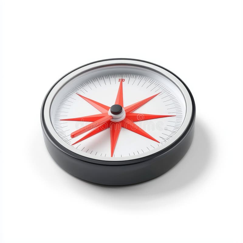 Red Compass Needle Pointing North: a Detailed Close-up Stock ...