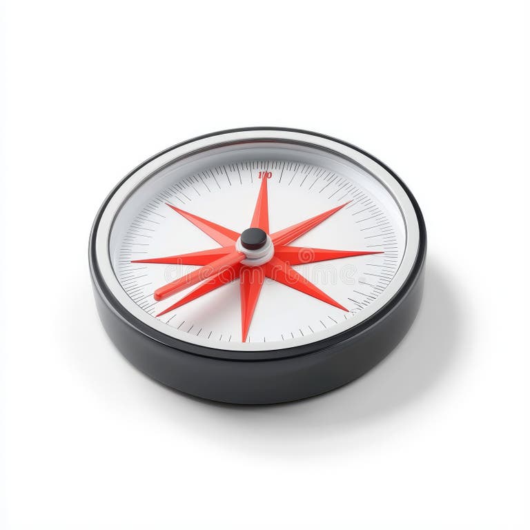 Red Compass Needle Pointing North: a Detailed Close-up Stock ...