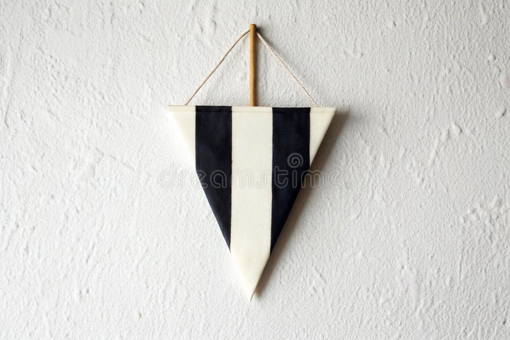 Small Black White Triangle Shape Flag Hanging Curve Down Plaster Wall ...