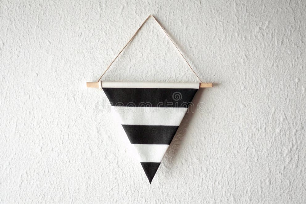 Small Black White Triangle Shape Flag Hanging Curve Down Plaster Wall ...