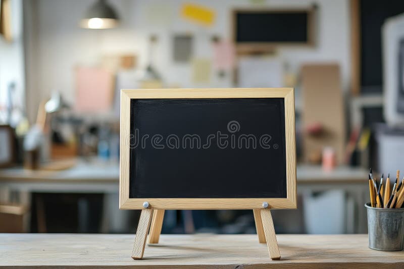 Small Blackboard Mockup in a Sewing Studio for Design Print and Poster ...