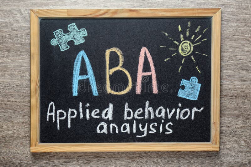Small Blackboard with Text ABA Applied Behavior Analysis and Drawings ...