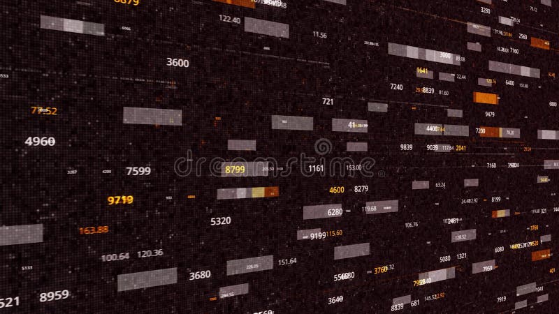 Small Blocks of Data and Numbers Flowing on a Dark Background, Seamless Loop. Animation Stock ...