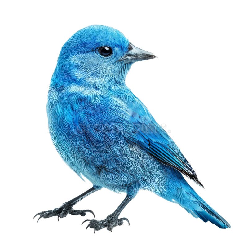 Blue Bird Posing on White Background Looking Right Stock Image ...