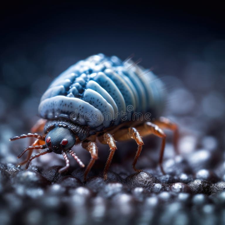 Small Blue Bug on Dark Background Stock Illustration - Illustration of ...