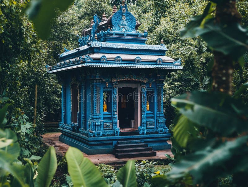 Small Blue Building in Forest Stock Photo - Image of nature ...