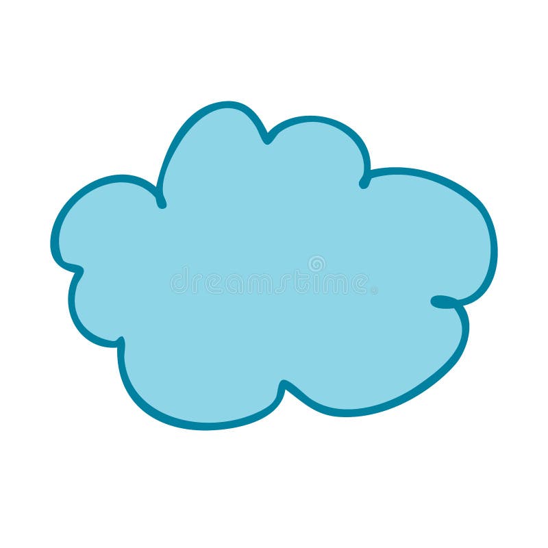 A Small Blue Cloud with a Stroke. Vector Illustration in Hand Drawn ...