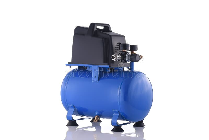 Small Blue Compressor Front View Isolated on White Stock Photo - Image ...