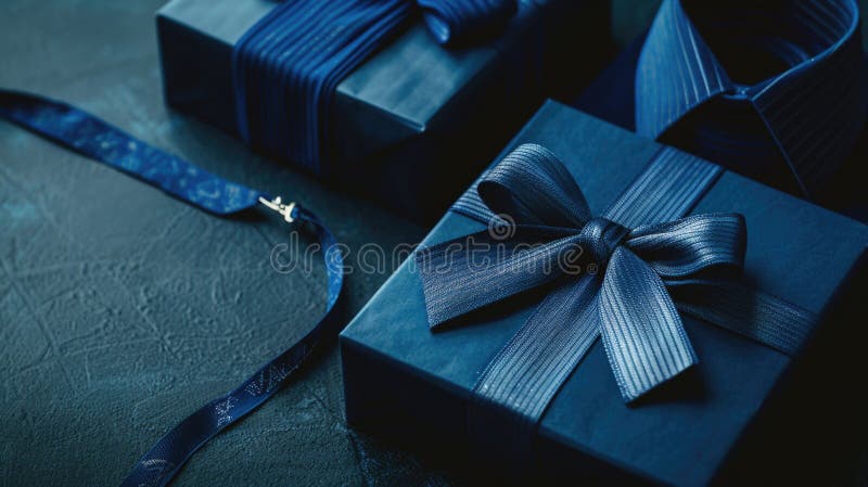 A Small Blue Gift Box with a Blue Ribbon Tied Around it, Ready for ...