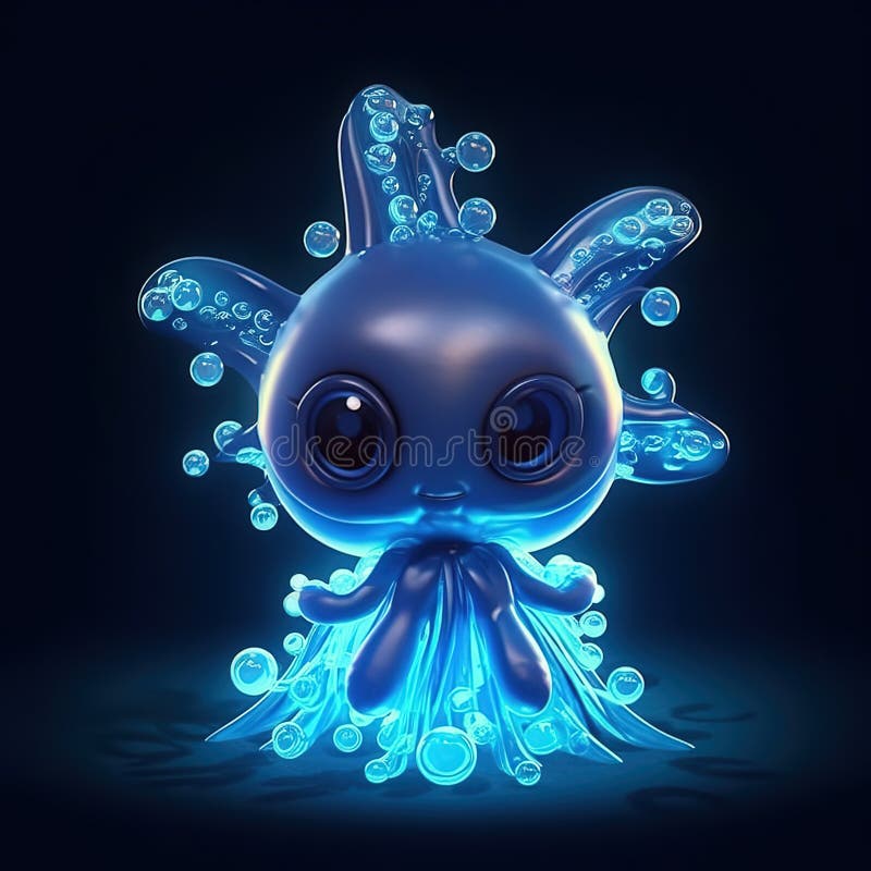 Small Blue Glowing Nocturnal Creature Stock Illustration - Illustration ...