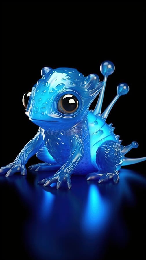 Small Blue Glowing Nocturnal Creature Stock Illustration - Illustration ...