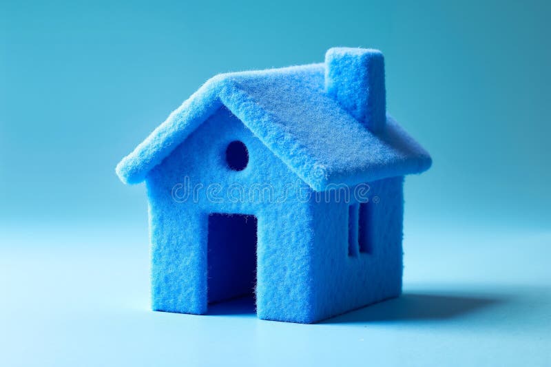 A Small Blue House on a Blue Background Stock Illustration ...