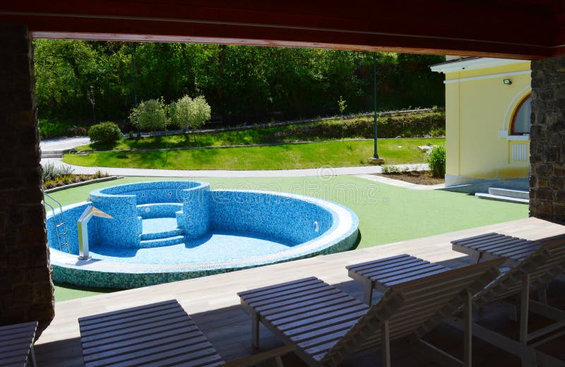 Small blue outdoor pool stock image. Image of blue, pool - 184254531