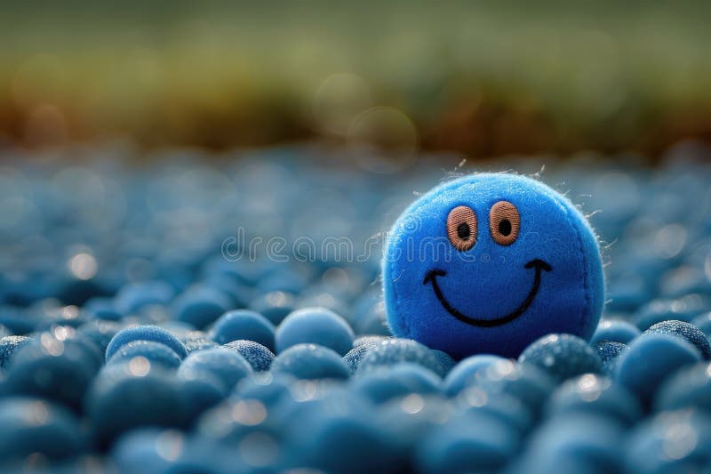 Happy Blue Smiley Face among Blue Balls Stock Illustration ...