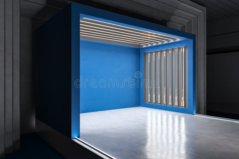 Small Blue Theater Stage Design with Empty Mock Up Place. Stock ...