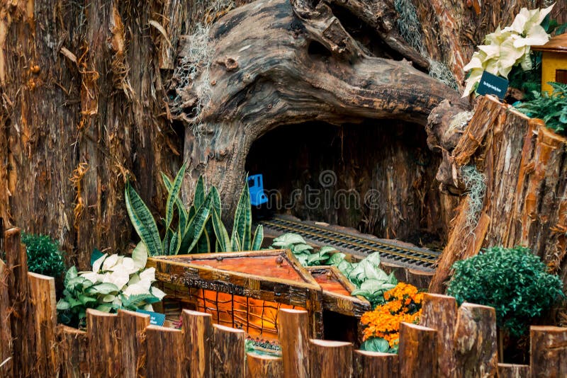 Small Blue Train Entering a Tunnel Editorial Stock Image - Image of ...