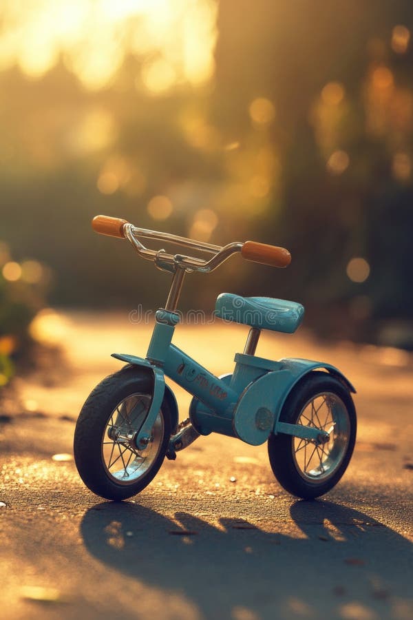 A Small Blue Tricycle Sits on the Ground, Ready for Use Stock Image ...
