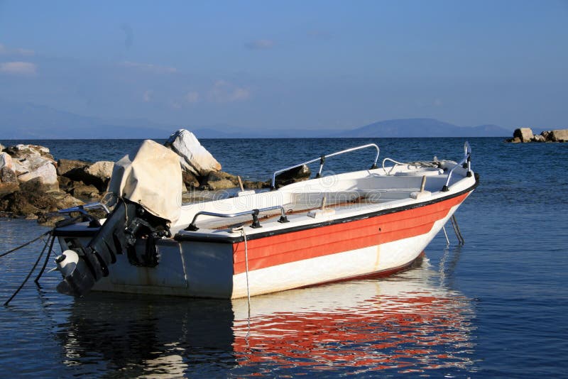 Small boat stock photo. Image of white, fishing, blue - 3764706