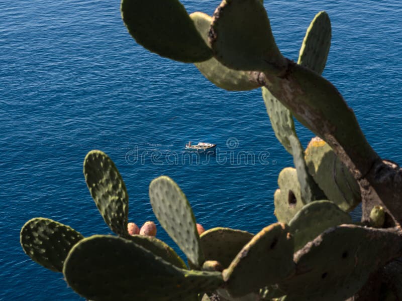 Small boat in distance stock photo. Image of mediterranean - 167513556