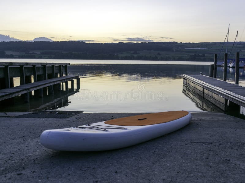 Small Boat Dock Early in the Morning before Sunrise Stock Image - Image ...