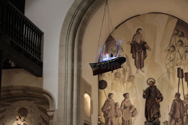 Small Boat Hanging from the Ceiling of a Church Stock Image - Image of ...