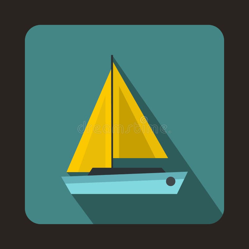 Small Boat Icon, Flat Style Stock Illustration - Illustration of shadow ...
