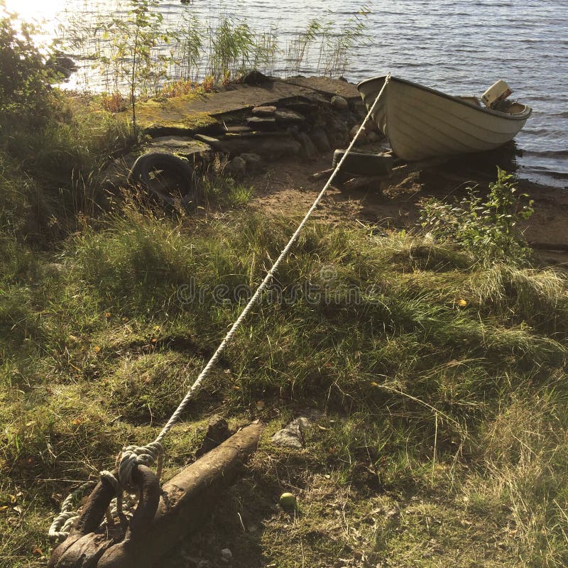 Small Boat Landed on a Deserted Spot Stock Image - Image of quiet ...