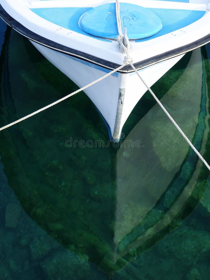Small Boat Prow Reflected in Water Stock Image - Image of prow, small ...