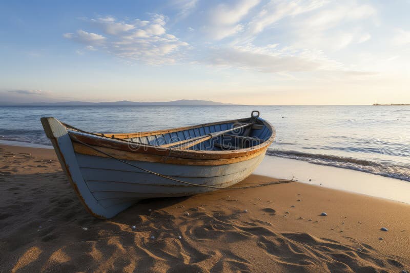 Small Boat Resting on Sandy Beach Stock Image - Image of vessel ...