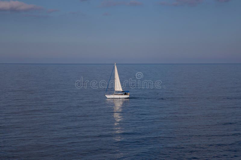 Small Boat Sailing on the Sea Stock Image - Image of sail, travel ...