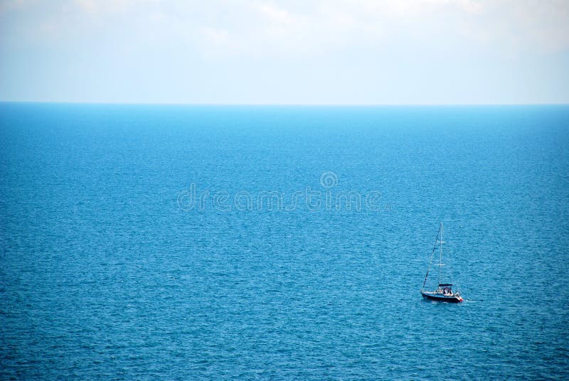 Small boat at sea stock image. Image of freedom, blue - 11982321
