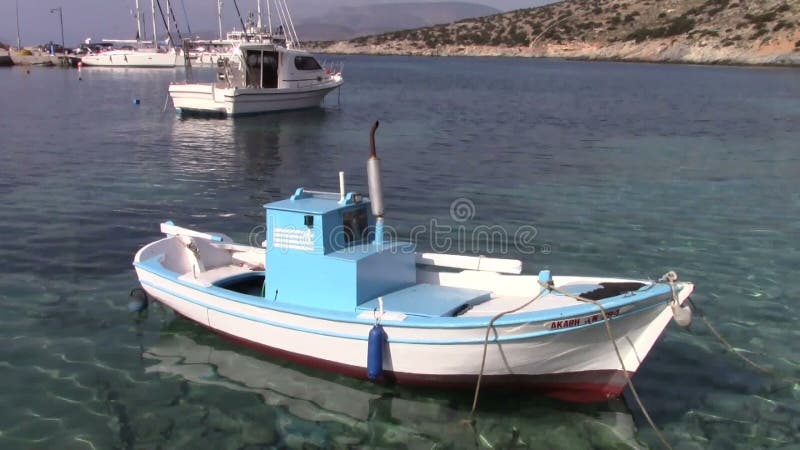 The Traditional Greek Boats for Fishing Near Beach at Sunset Stock ...