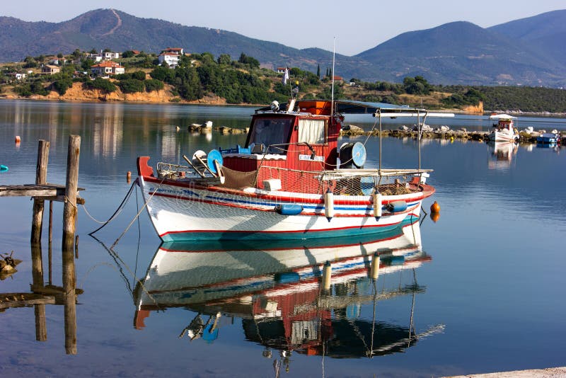 Small boats in Greek editorial photo. Image of greece - 57230206