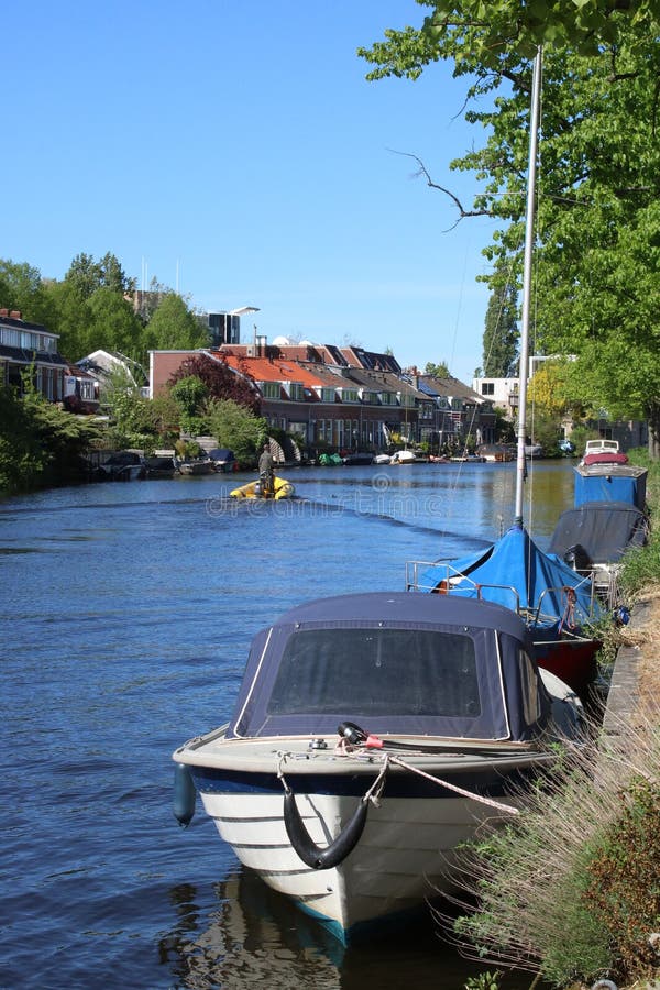 Small Boats at Side of Waterway Leiden Netherlands Editorial Stock ...