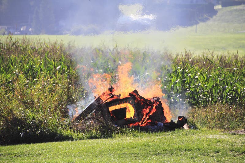 Small Bonfire Burning Residential Material Stock Photo - Image of ...