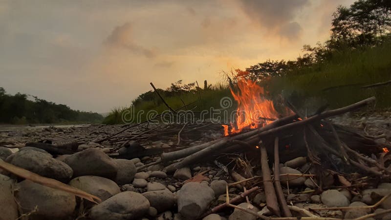 Small Bonfire at the End of the Village Stock Image - Image of darkness ...