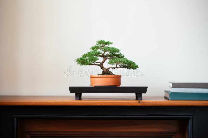 Small Bonsai Tree in Black Rectangular Pot in a Minimalistic Room Stock ...