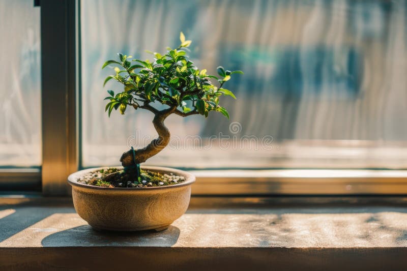 Bonsai Tree Window Bathed Sunlight Stock Photos - Free & Royalty-Free ...