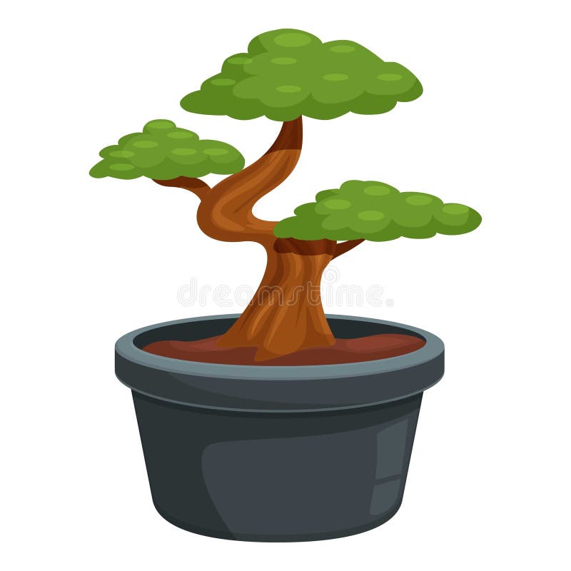 Small Bonsai Tree Growing in a Pot Stock Vector - Illustration of ...