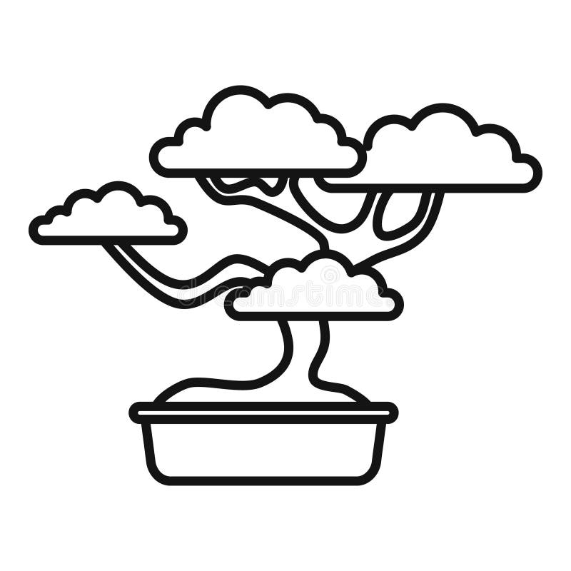 Small Bonsai Tree Growing in a Pot Icon Illustration Stock Vector ...