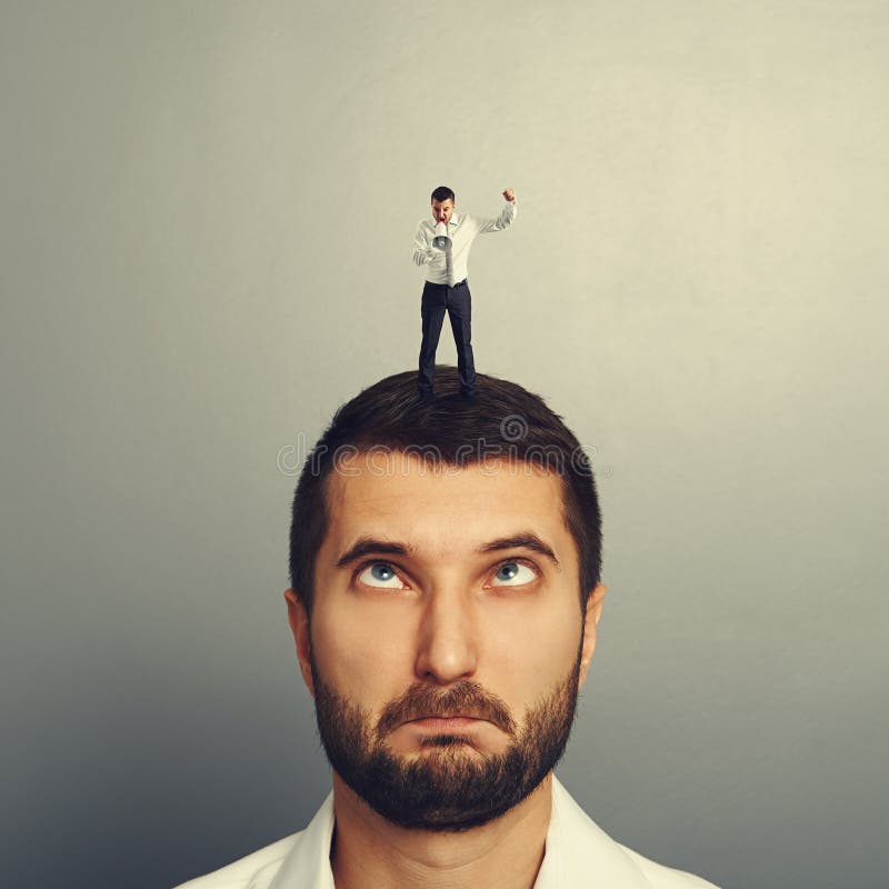 Small Boss Screaming at Foolish Worker Stock Photo - Image of doubt ...
