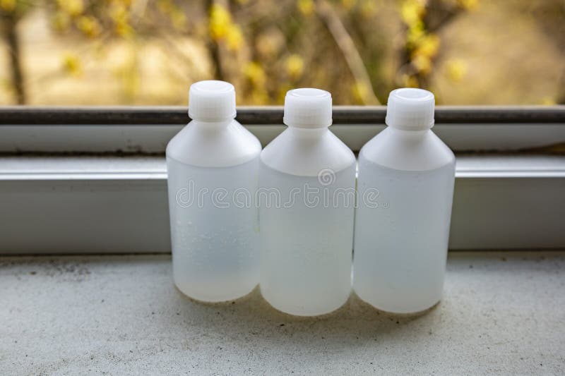 Small Bottles of Alcohol Medical Fluid Stock Photo - Image of ...