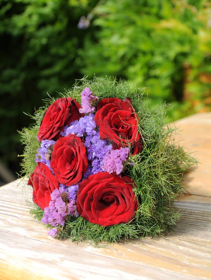 Small Bouquet of Roses on the Table Stock Photo - Image of weddings ...
