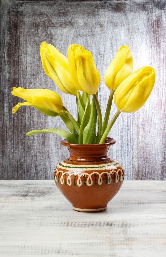 Small Bouquet of Yellow Tulips Stock Image - Image of fresh ...